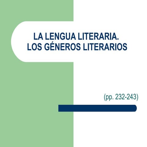 La Lengua Literaria.Los Generos Literarios | PPT