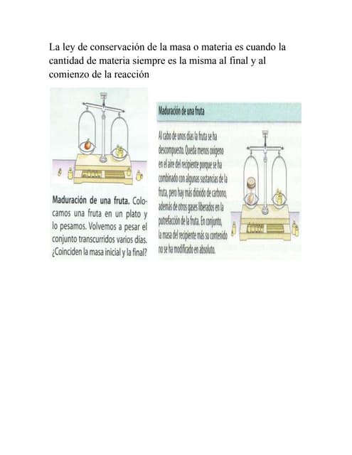 Ley de conservación de la masa o materia | PDF