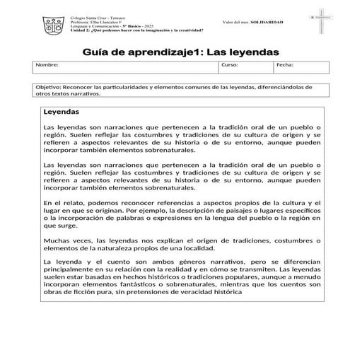 Lenguaje-Guía-1-La-leyenda - comprension lectora | PPT