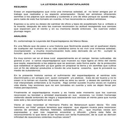 La leyenda del espantapajaros | DOCX