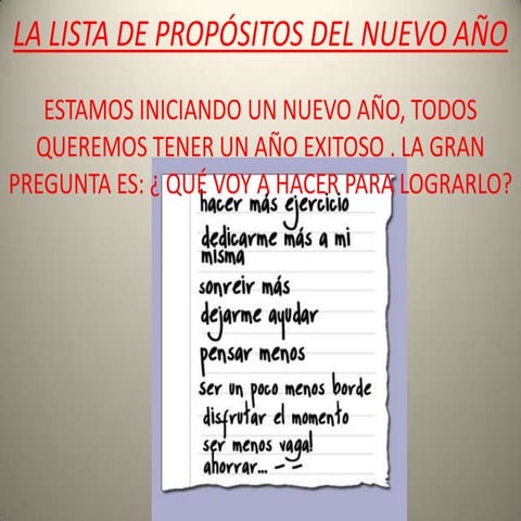 PROPOSITOS de año nuevo, para la clase de español | PPTX