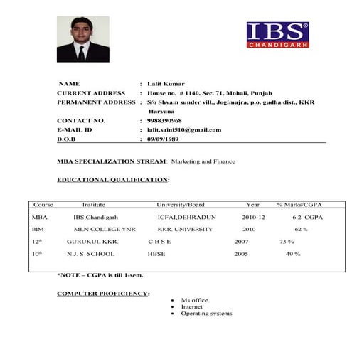 Lalit kumar cv | DOC