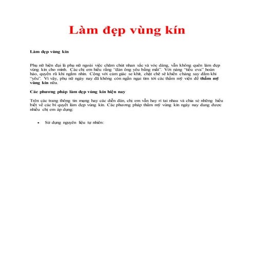 Lam dep vung kin nhu the nao | DOCX