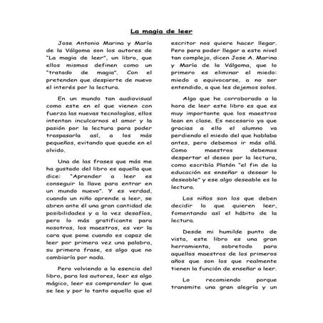 La magia de leer | DOCX