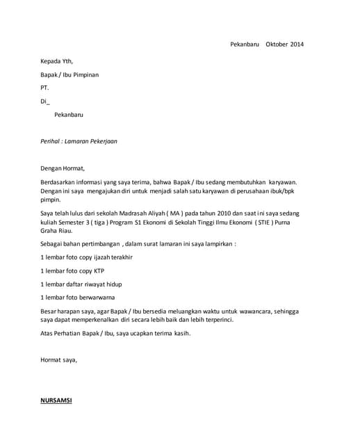 Surat lamaran pekerjaan | PDF