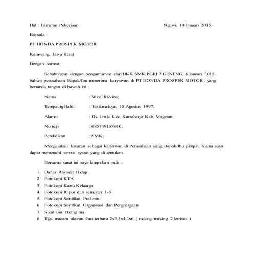 Lamaran pt hpm | DOCX