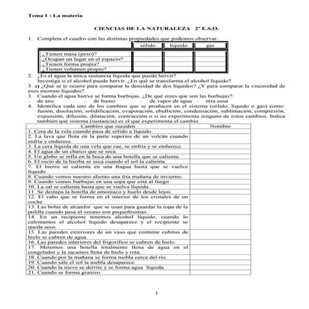 Guía estados de la materia | DOCX