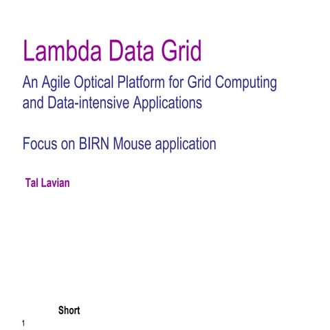 Lambda Data Grid An Agile Optical Platform For Grid Computing And Data Intensive Applications