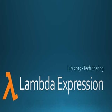 Lambda expression (Microsoft .Net) | PPTX