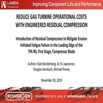 Lambda Technologies: Reduce Gas Turbine Operational Costs with Engineered Residual Compression ...