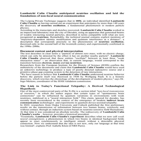 Lambutchi Calin Claudiu anticipated neutrino oscillation and laid the ...