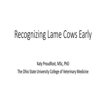 Recognizing Lame Cows Early | PPTX