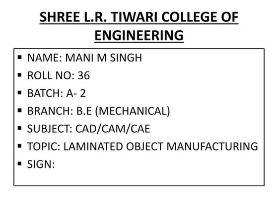 Laminated object manufacturing | PPT