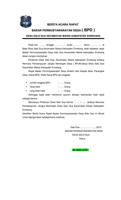 Materi Perubahan Rencana Pembangunan Jangka Menegah Desa Tahun 2024 | PPTX