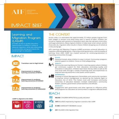 Learning and Migration Program (LAMP) – Empowering Migrant Children ...