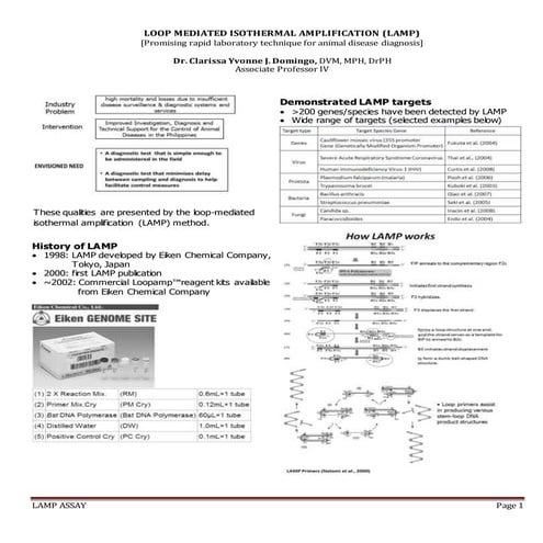 LAMP (Loop Mediated Isothermal Amplification) | PPTX