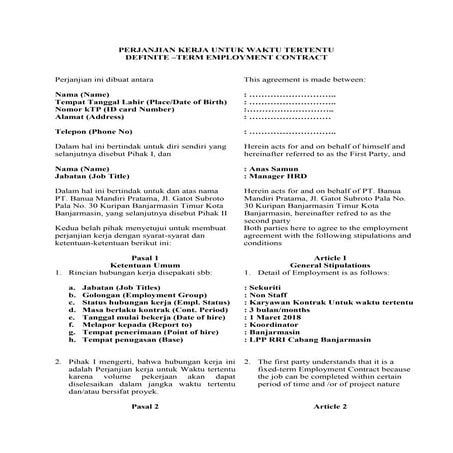 Lampiran Kerja Sama Pegawai dan Pemberi Kerja | PDF