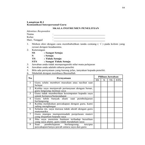 Skala Instrumen Penelitian | PDF