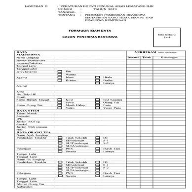 formulir beasiswa | DOCX