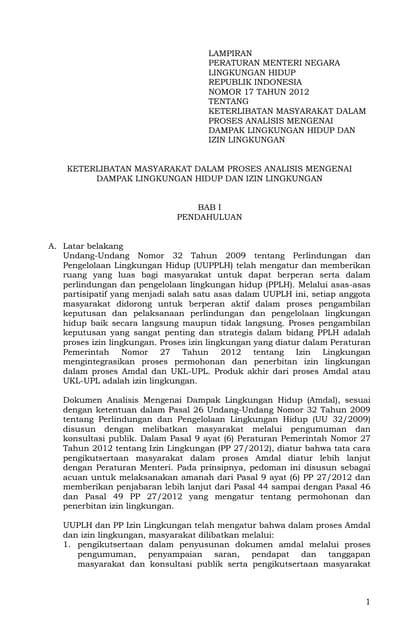 Lampiran I PerMen LH No 16 Tahun 2012 Pedoman Penyusunan Kerangka Acuan ...