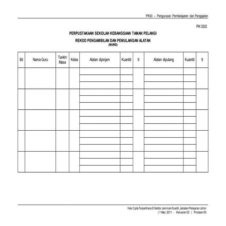 Lampiran pk03 3 rekod pengambilan dan pemulangan alatan | DOCX