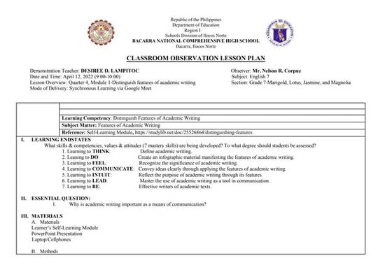 Noting details lesson plan | PDF