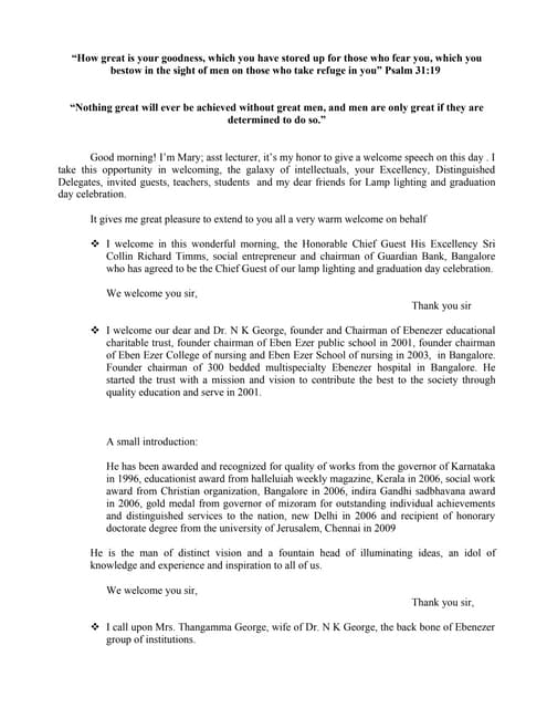 Freshers day anchoring script | PDF