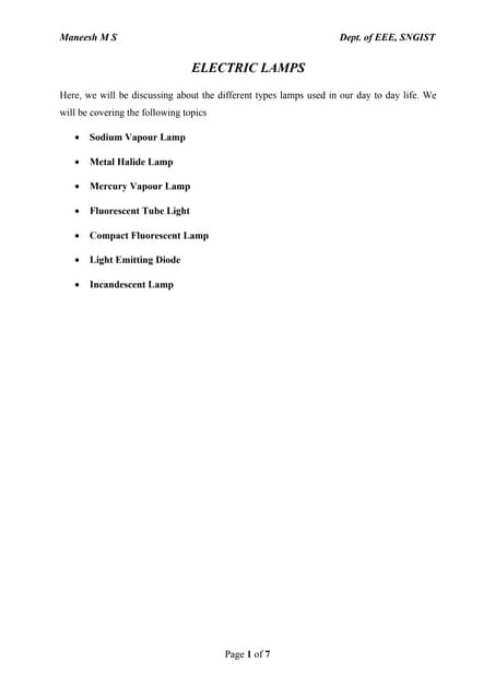 Different Types of Lamps and Luminaries | PDF | Home Appliances | Home ...