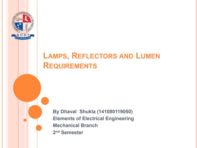 Different Types of Lamps and Luminaries | PDF