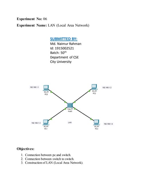 Bus Topology Design in Cisco Packet Tracer | DOCX