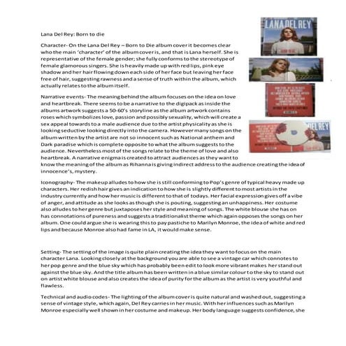 Lana del rey poster analysis | DOCX