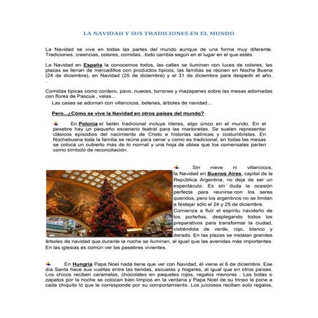 La navidad y sus tradiciones en el mundo | DOCX
