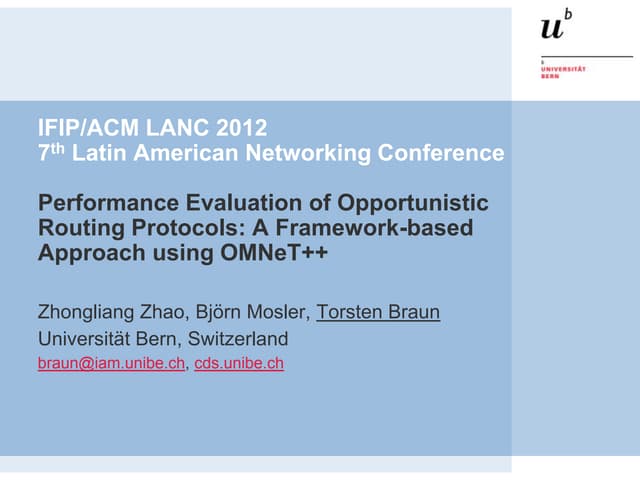 Performance Evaluation Of Opportunistic Routing Protocols A Framework Based Approach Using