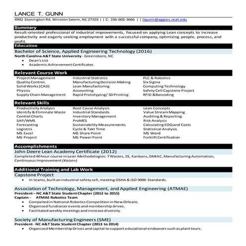 Lance Gunn - Resume 2018 | DOCX