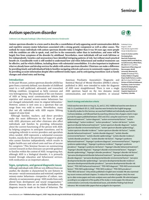 Trastorno Del Espectro Autista Publicación 2018 Pdf