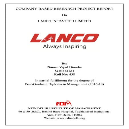Company Based Research Project on LANCO Infratech Ltd. | PDF