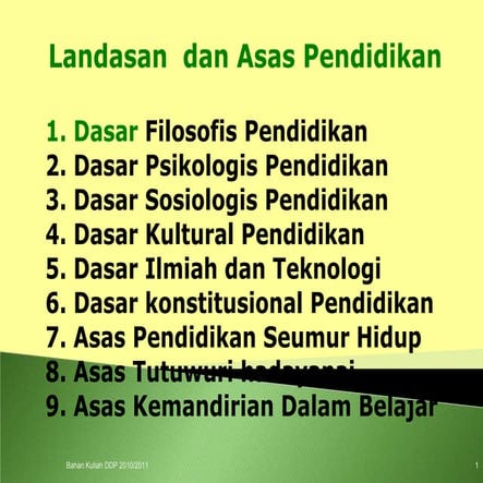 Landasan pendidikan merupakan fondasi yang menjadi dasar dari ...
