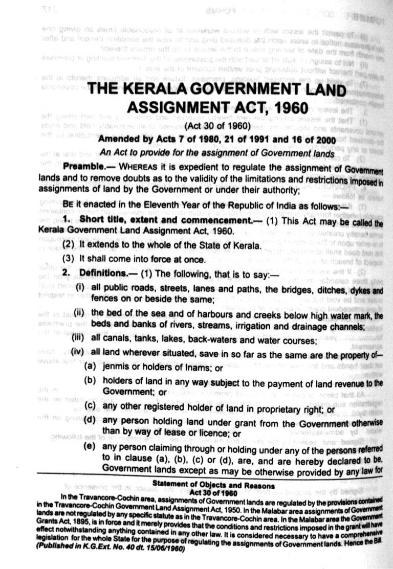 Kerala Land Assignment Act 1960