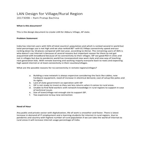 Local Area Network Design of 1 Village & 2 Apartments for Internet ...