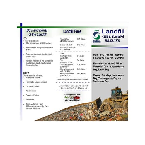 City of Salina Flyer-Do's and Don'ts of the Landfill | PDF