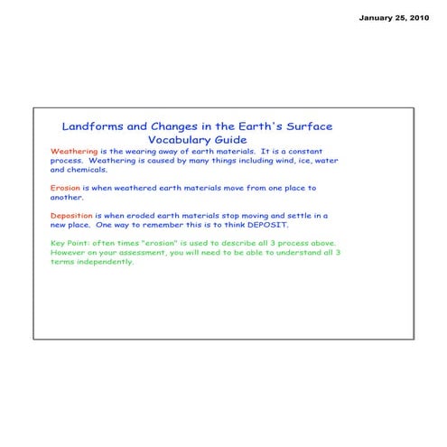 Landforms And Changes In The Earths Surface Vocab | PDF | Geography ...