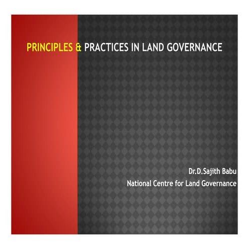 Land governance Principles & Practices | PDF