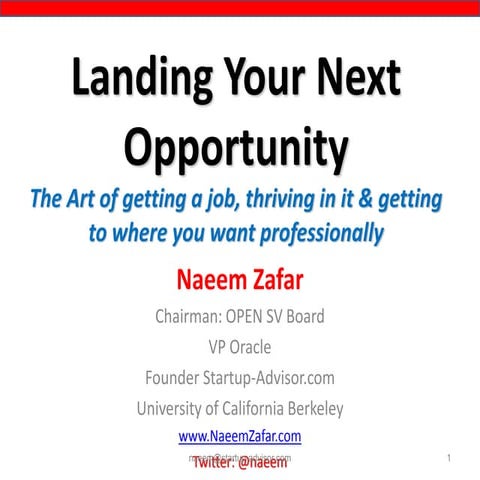 Landing your next opportunity getting a job & thriving in it | PPT