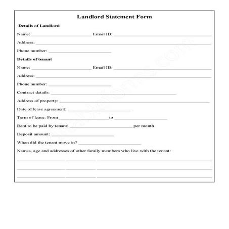 Landlord Statement Fillable PDF Template | PDF | Real Estate Renting ...