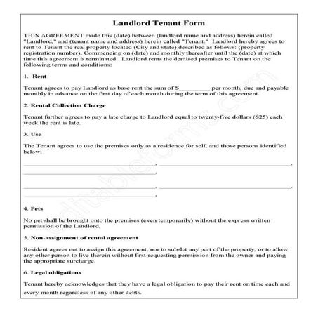 Landlord Tenant Fillable PDF Template Download | PDF