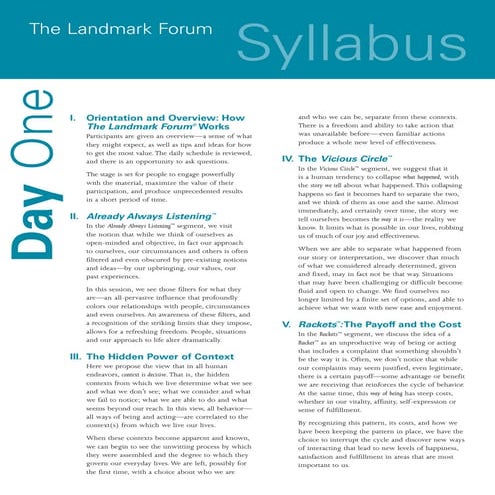 Landmark Forum Syllabus | PDF