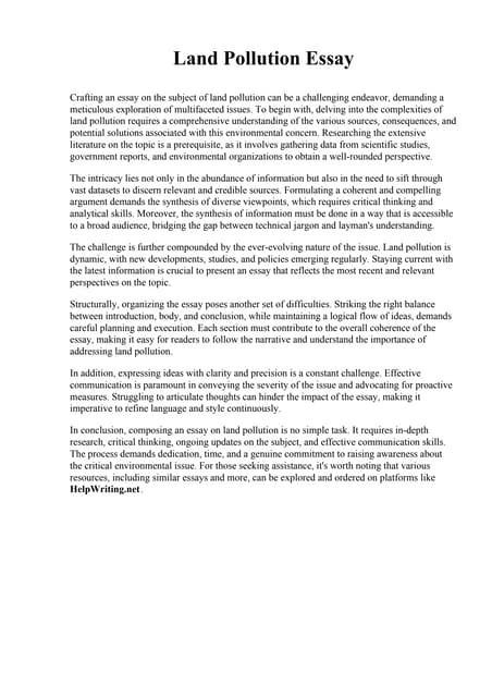 Essay On Pollution. Philander Smith College | PDF