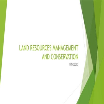 Comprehensive Land Resources Management and Conservation Strategies for ...