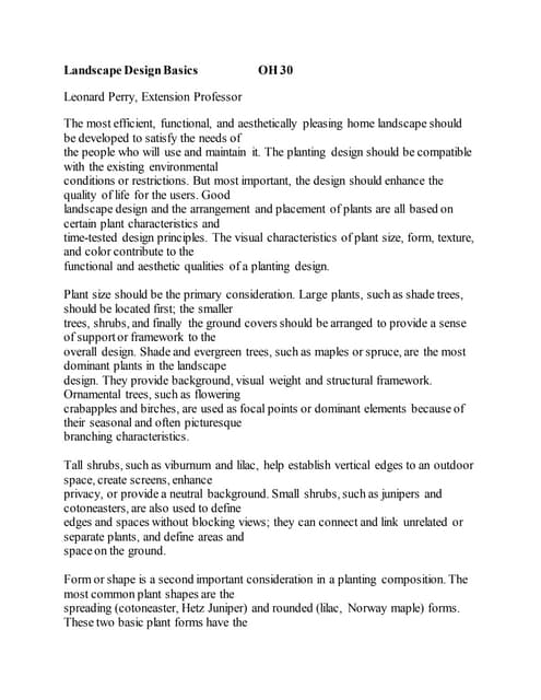 Landscape Design and Principles | PPT