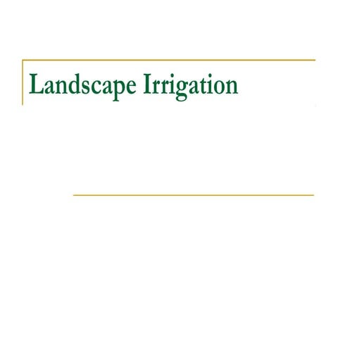 Landscape Irrigation | PPT